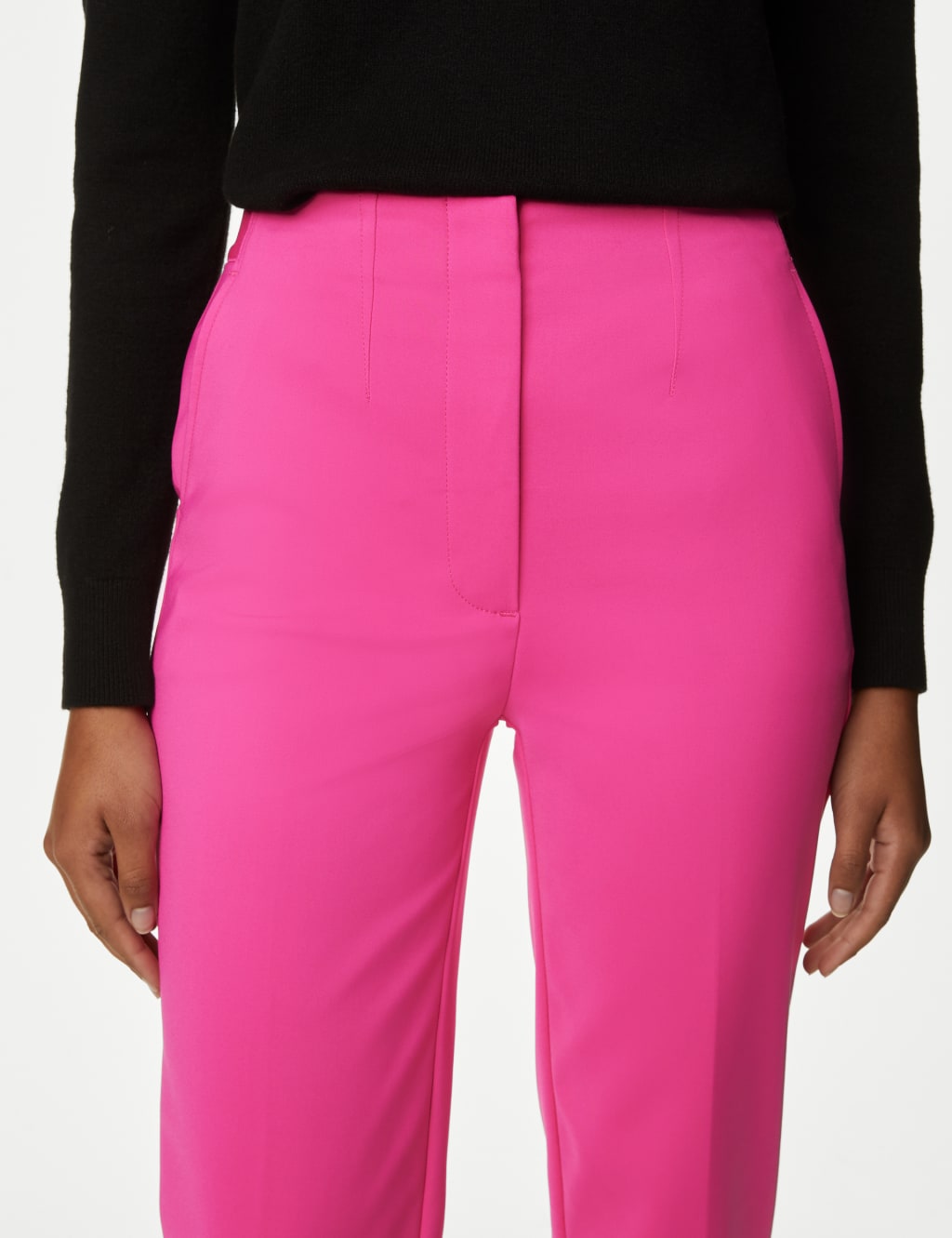 Cotton Blend Slim Fit Cropped Trousers | M&S Collection | M&S