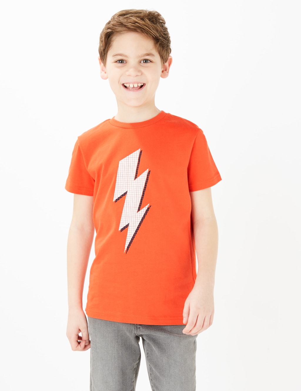 Cotton Lightning Bolt Design T-Shirt (6-16 Yrs) | M&S
