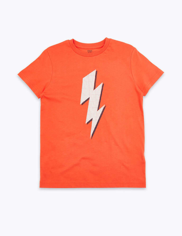 Cotton Lightning Bolt Design T-Shirt (6-16 Yrs) | M&S