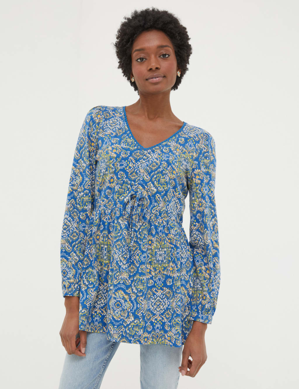 Cotton Modal Blend Printed V-Neck Tunic | FatFace | M&S