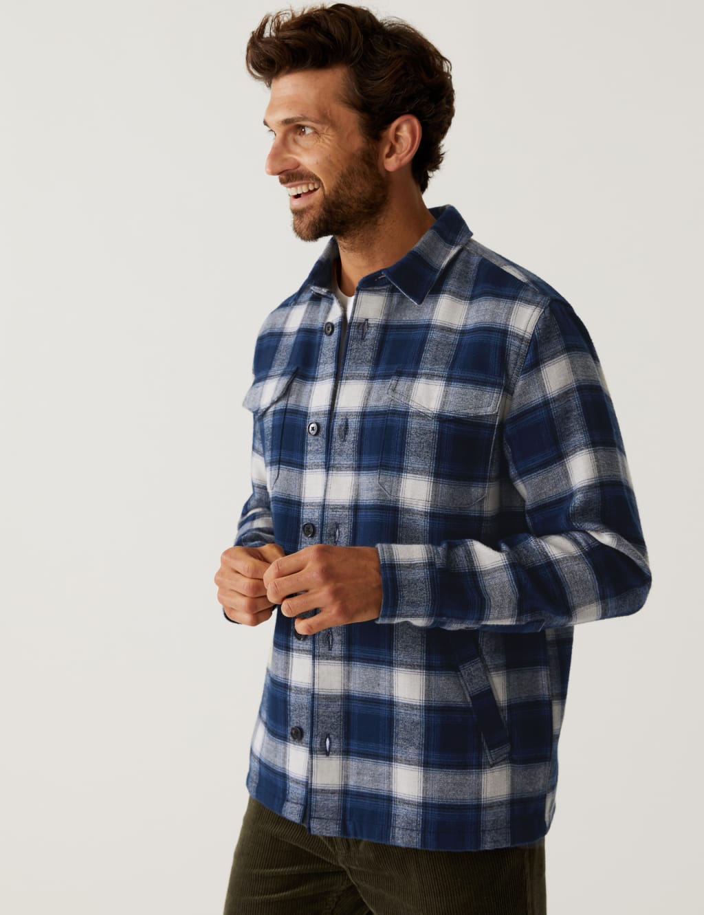 Cotton Rich Check Double Faced Overshirt | M&S Collection | M&S