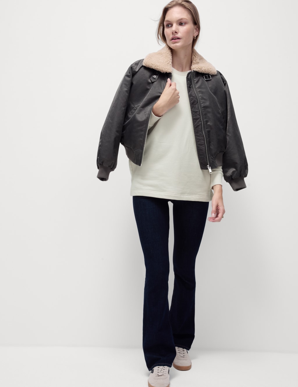 Cotton Rich Crew Neck Longline Sweatshirt | M&S Collection | M&S