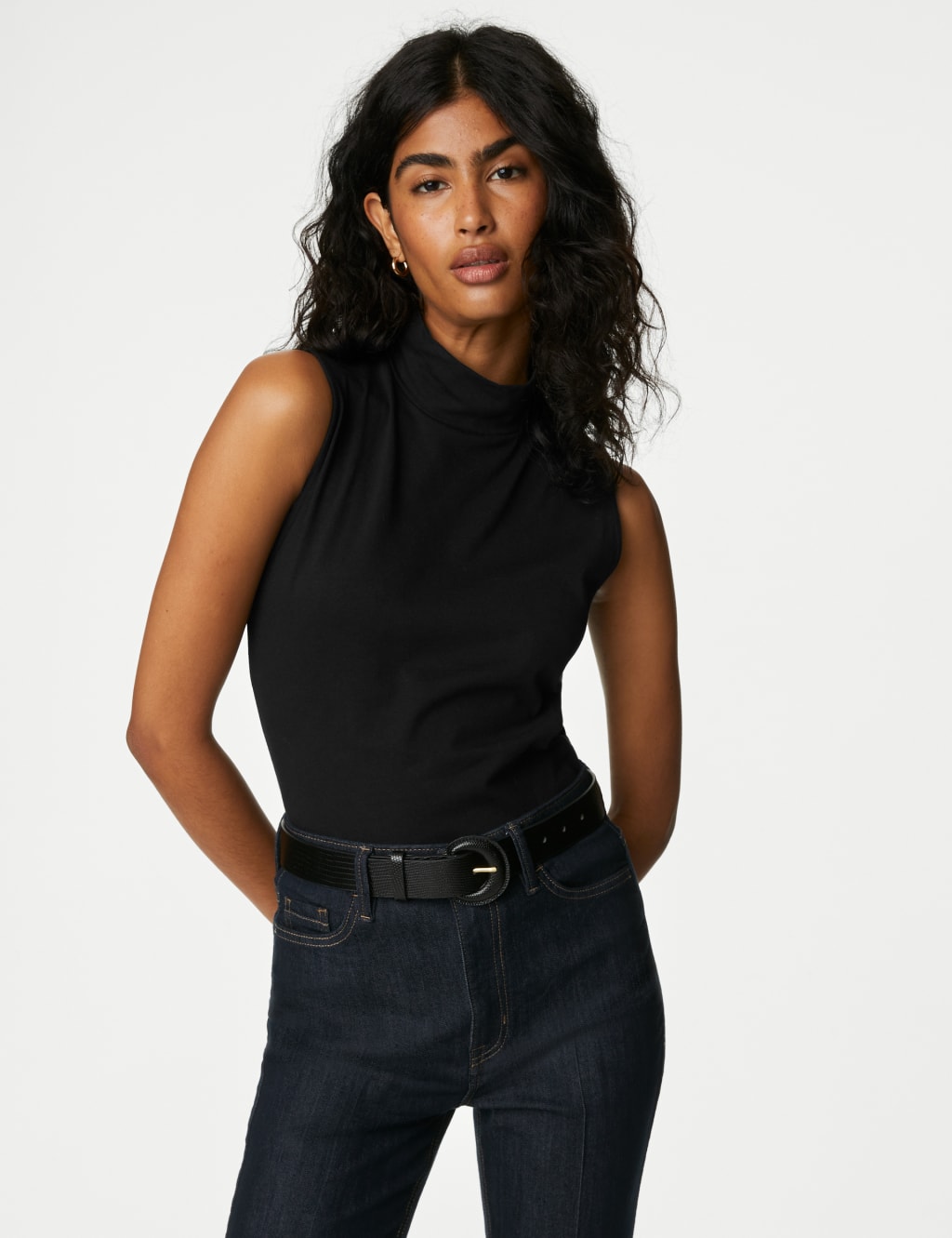 Cotton Rich Funnel Neck Vest Top | M&S Collection | M&S