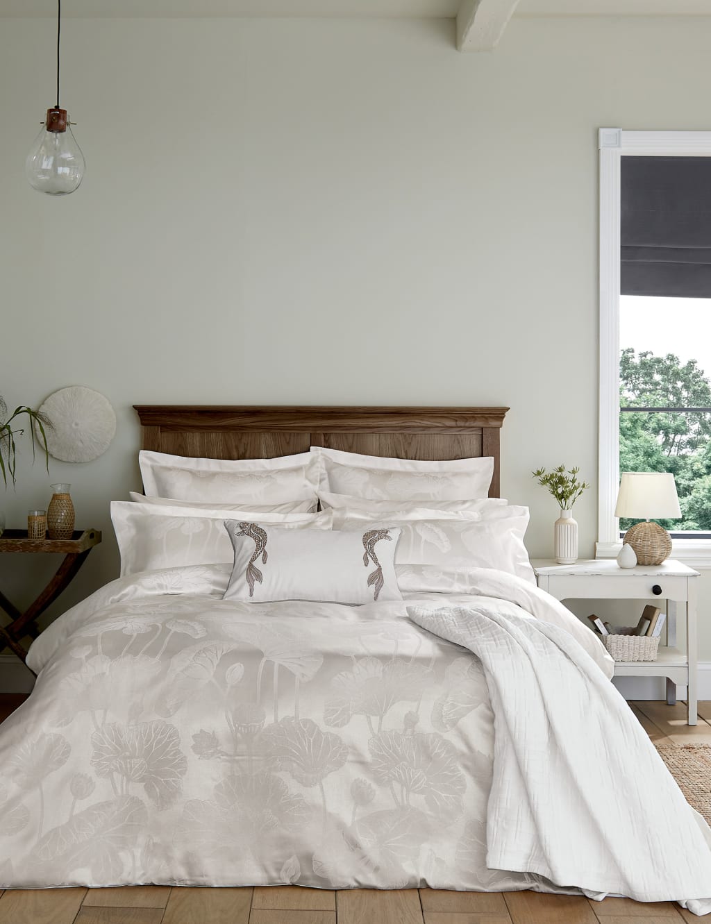 Cotton Rich Lotus Leaf Oxford Pillowcase | Sanderson | M&S