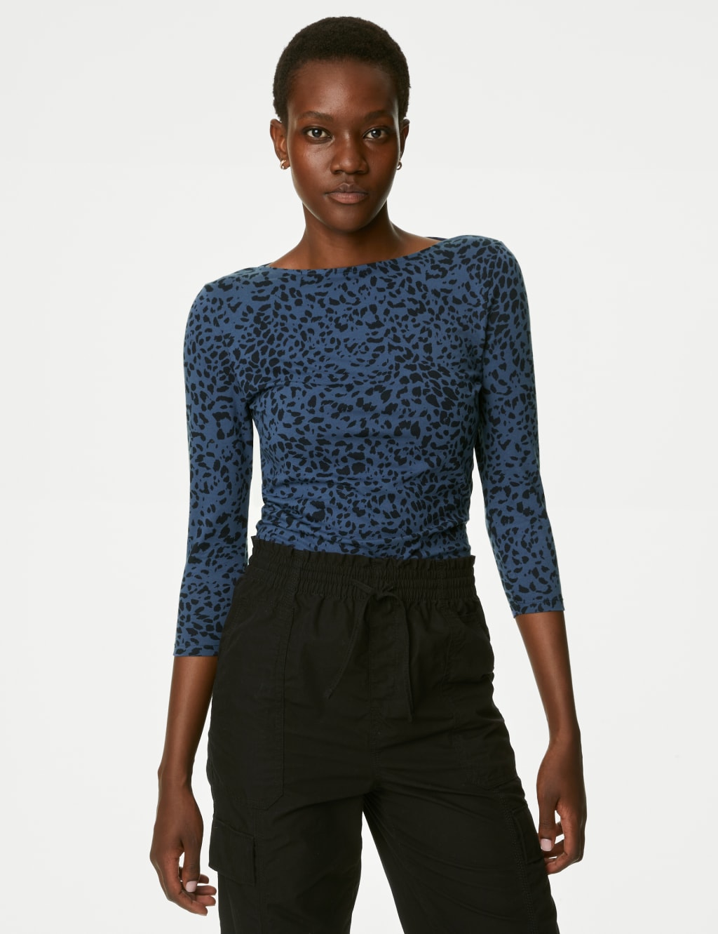 Cotton Rich Printed Slim Fit Top | M&S Collection | M&S