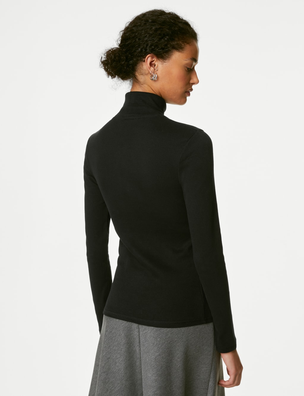 Cotton Rich Roll Neck Ribbed Top | M&S Collection | M&S