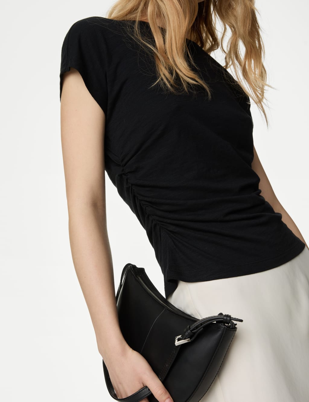 Cotton Rich Ruched T-Shirt | M&S Collection | M&S