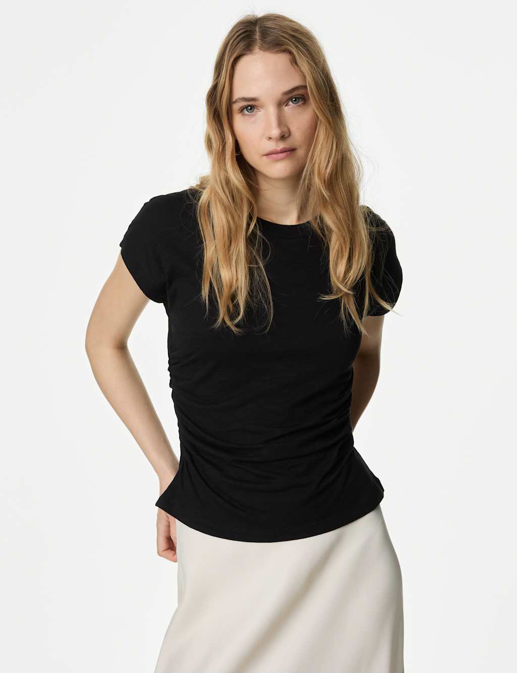 Cotton Rich Ruched T-Shirt | M&S Collection | M&S