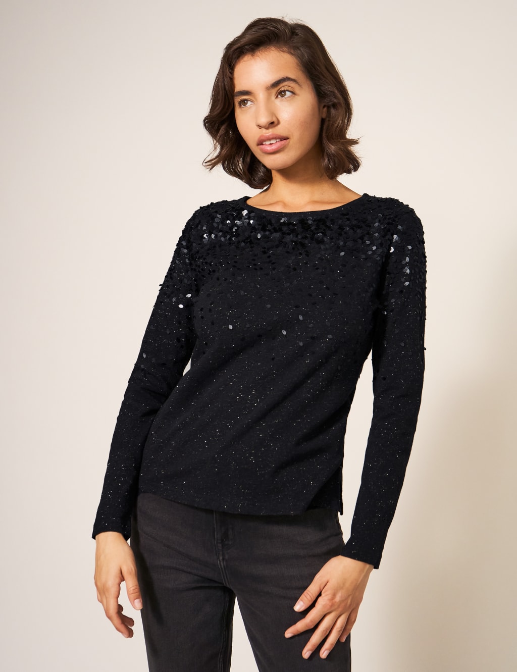 Cotton Rich Sequin Top | White Stuff | M&S