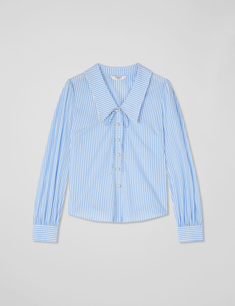 Cotton Rich Striped Button Through Blouse | LK BENNETT | M&S