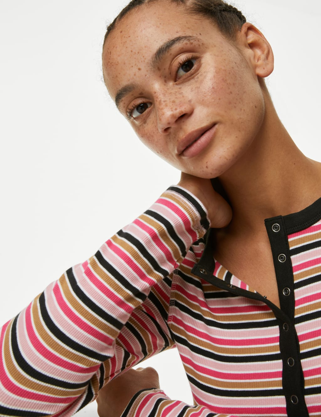 Cotton Rich Striped Henley Top | M&S Collection | M&S