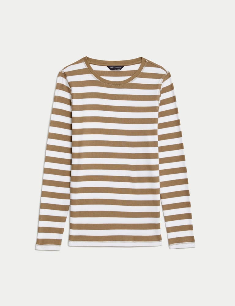 Cotton Rich Striped Ribbed Top | M&S Collection | M&S