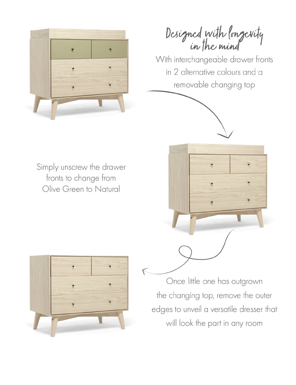 Coxley 3 Piece Cotbed Range with Dresser and Wardrobe | Mamas & Papas | M&S