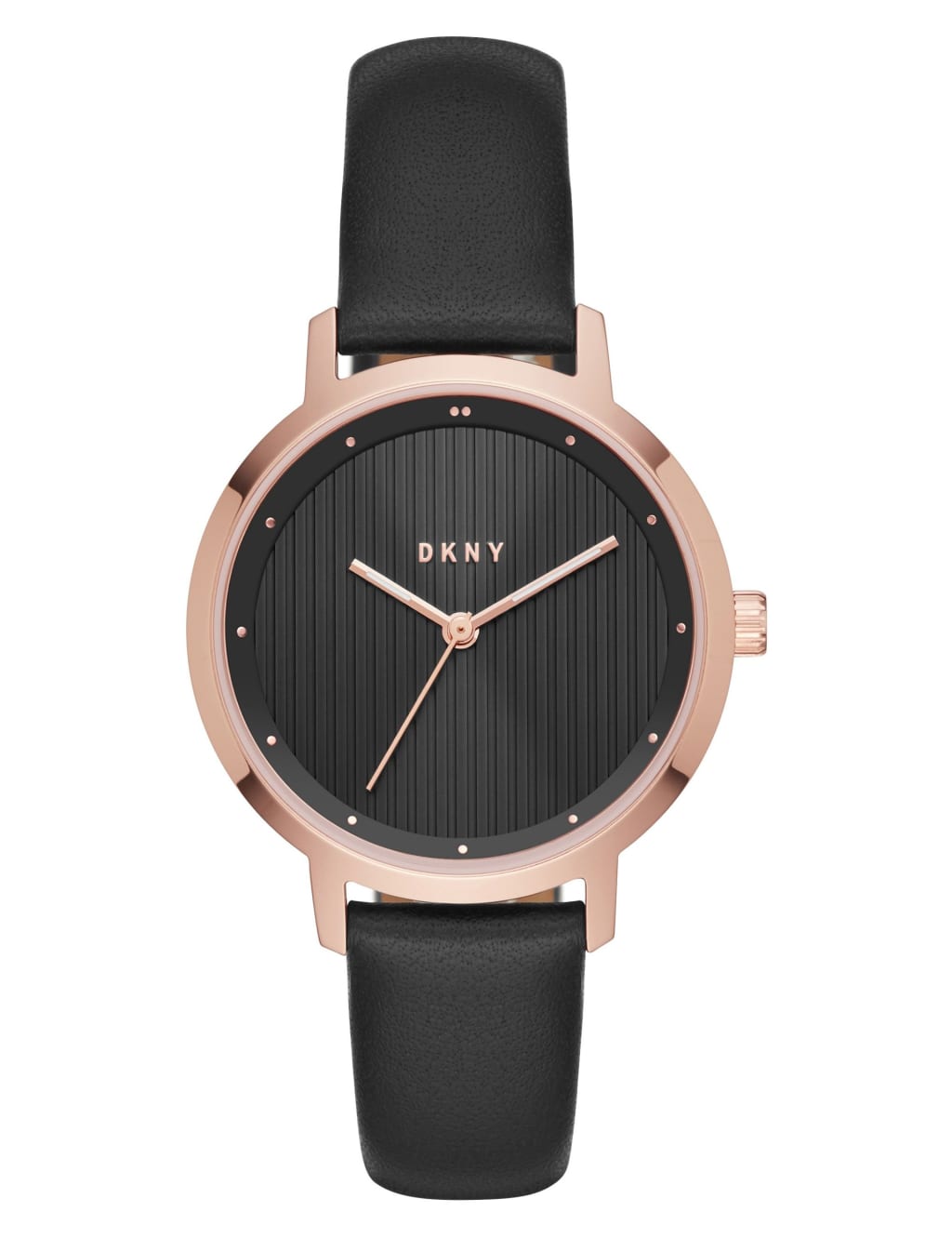 DKNY Modernist Black Leather Analogue Quartz Watch | DKNY | M&S