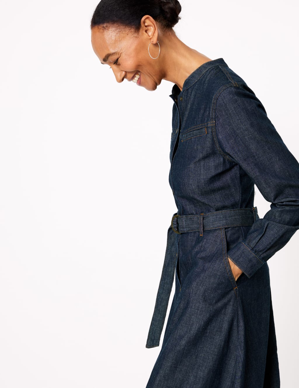 Denim Belted Midi Shirt Dress | M&S Collection | M&S