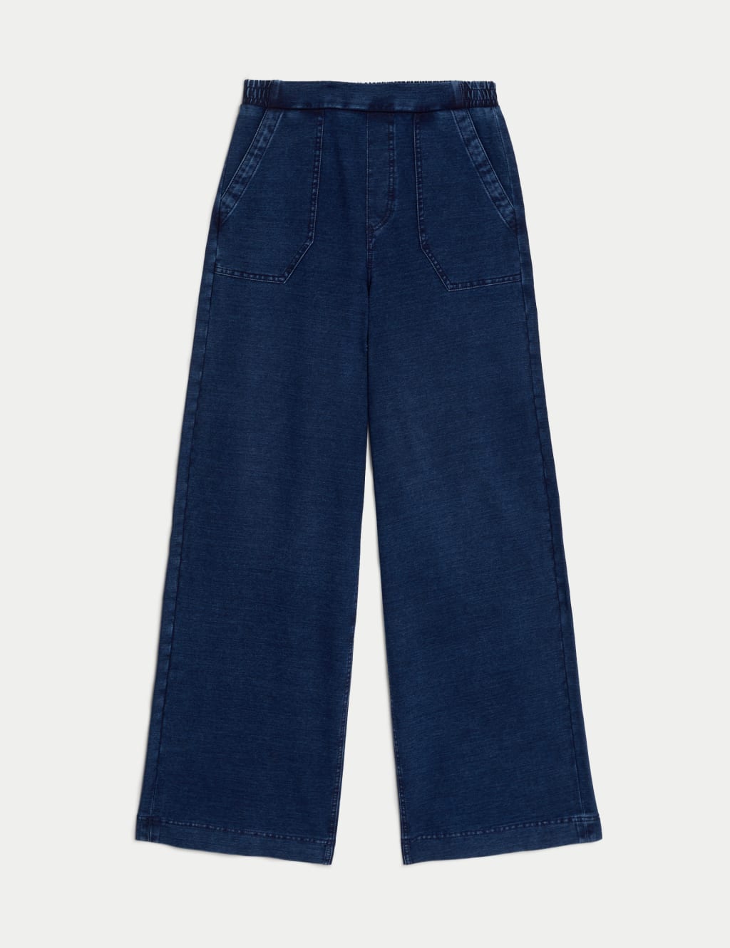 Denim Elasticated Waist Wide Leg Trousers | M&S Collection | M&S