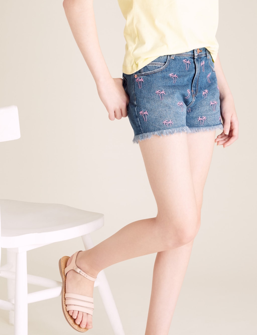 Denim Embroidered Palm Tree Shorts (6-14 Yrs) | M&S