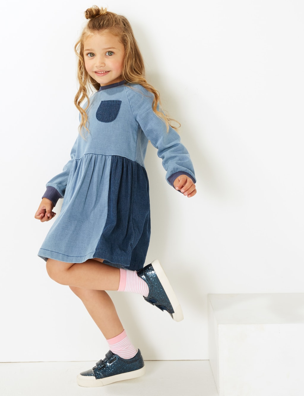 Denim Patch Dress (3 Months - 7 Years) | M&S