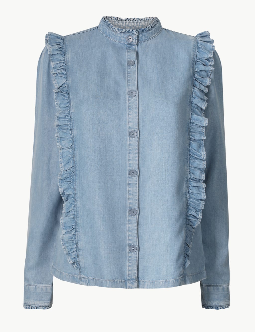 Denim Ruffle Shirt | M&S Collection | M&S