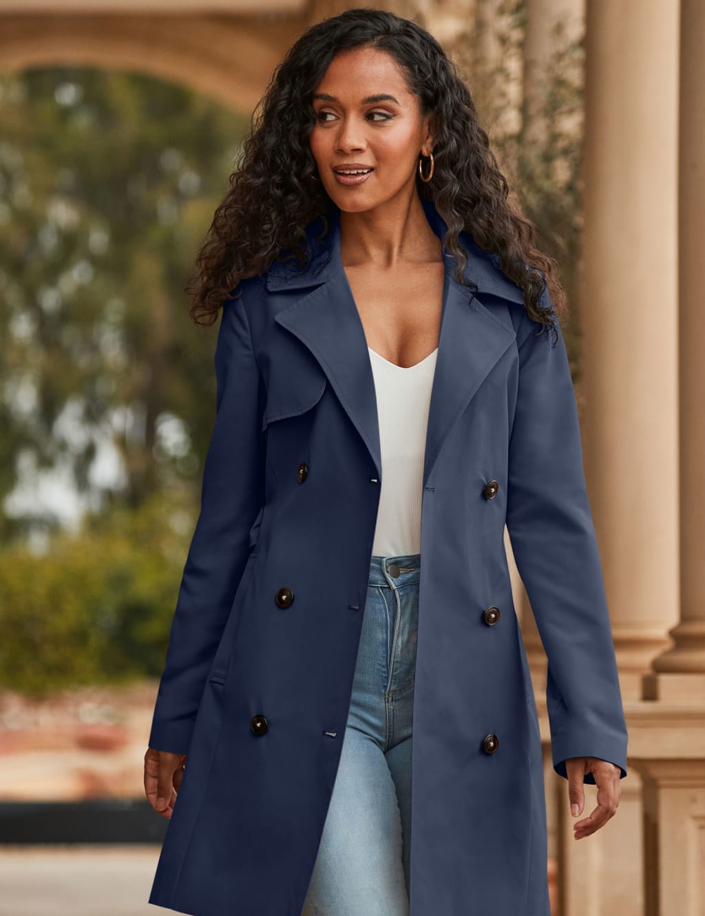 Double Breasted Longline Trench Coat | SOSANDAR | M&S