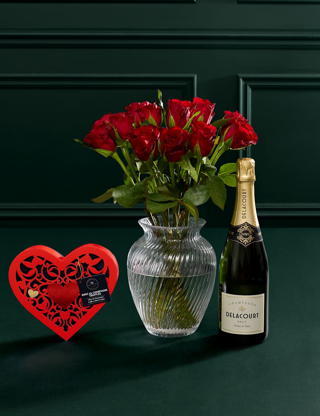 Dozen Red Rose Bouquet, Prosecco & Chocolate Bundle | M&S