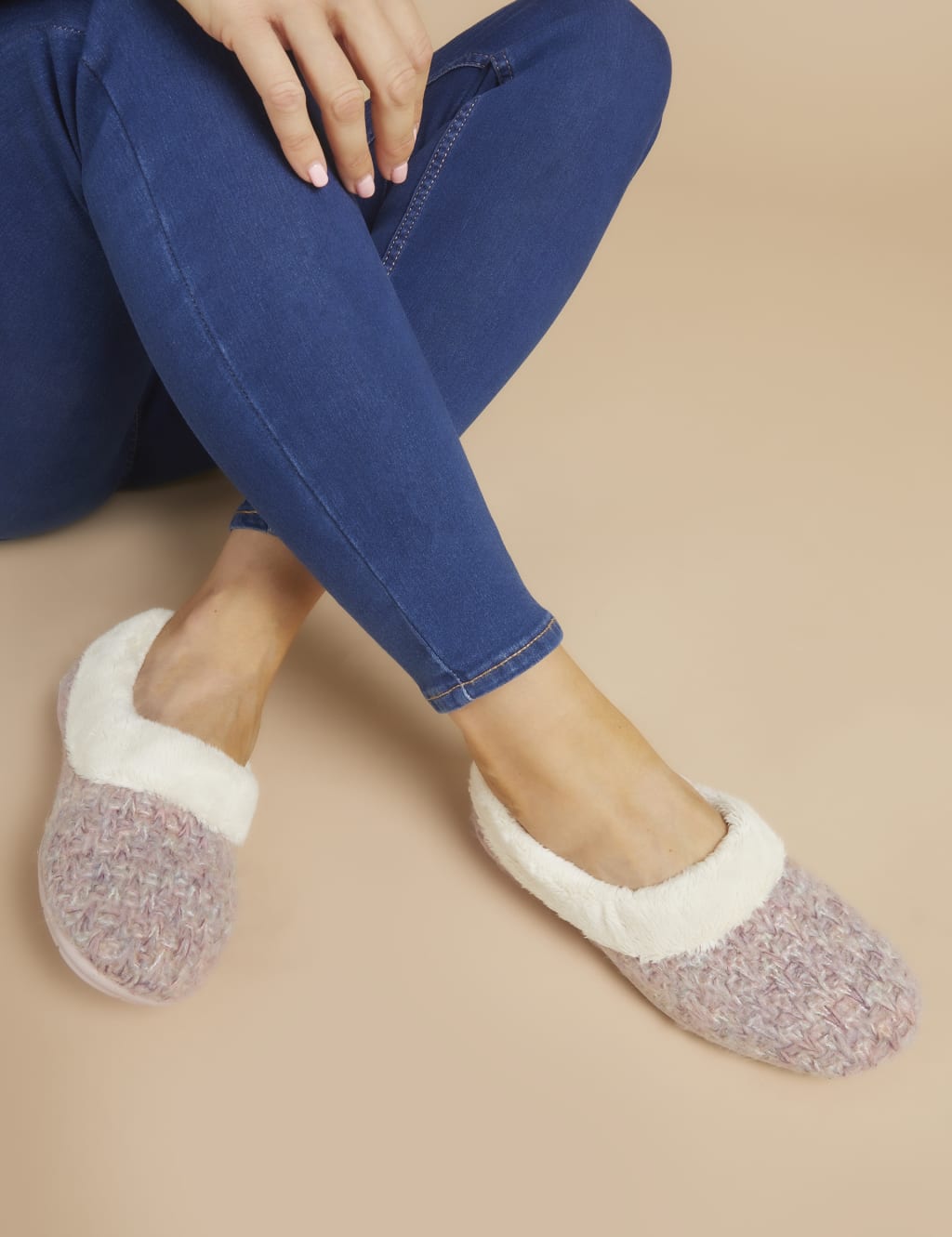 Faux Fur Lined Round Toe Slippers | Jones Bootmaker | M&S