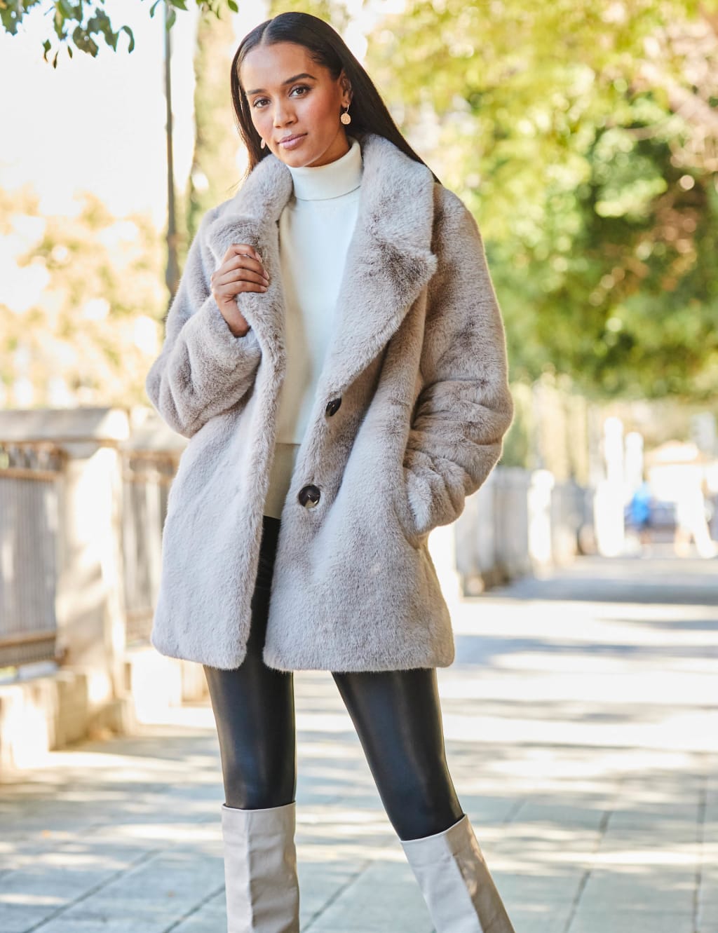 Faux Fur Single Breasted Coat | SOSANDAR | M&S