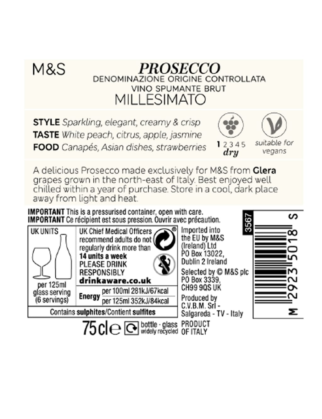 Festive Limited Edition Conte Priuli Oro Prosecco - Case of 6 | M&S