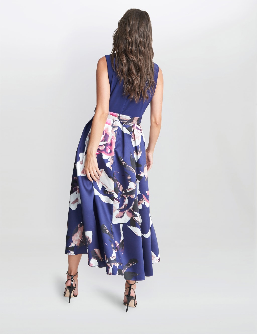 Floral V Neck Midi Skater Dress Gina Bacconi Mands