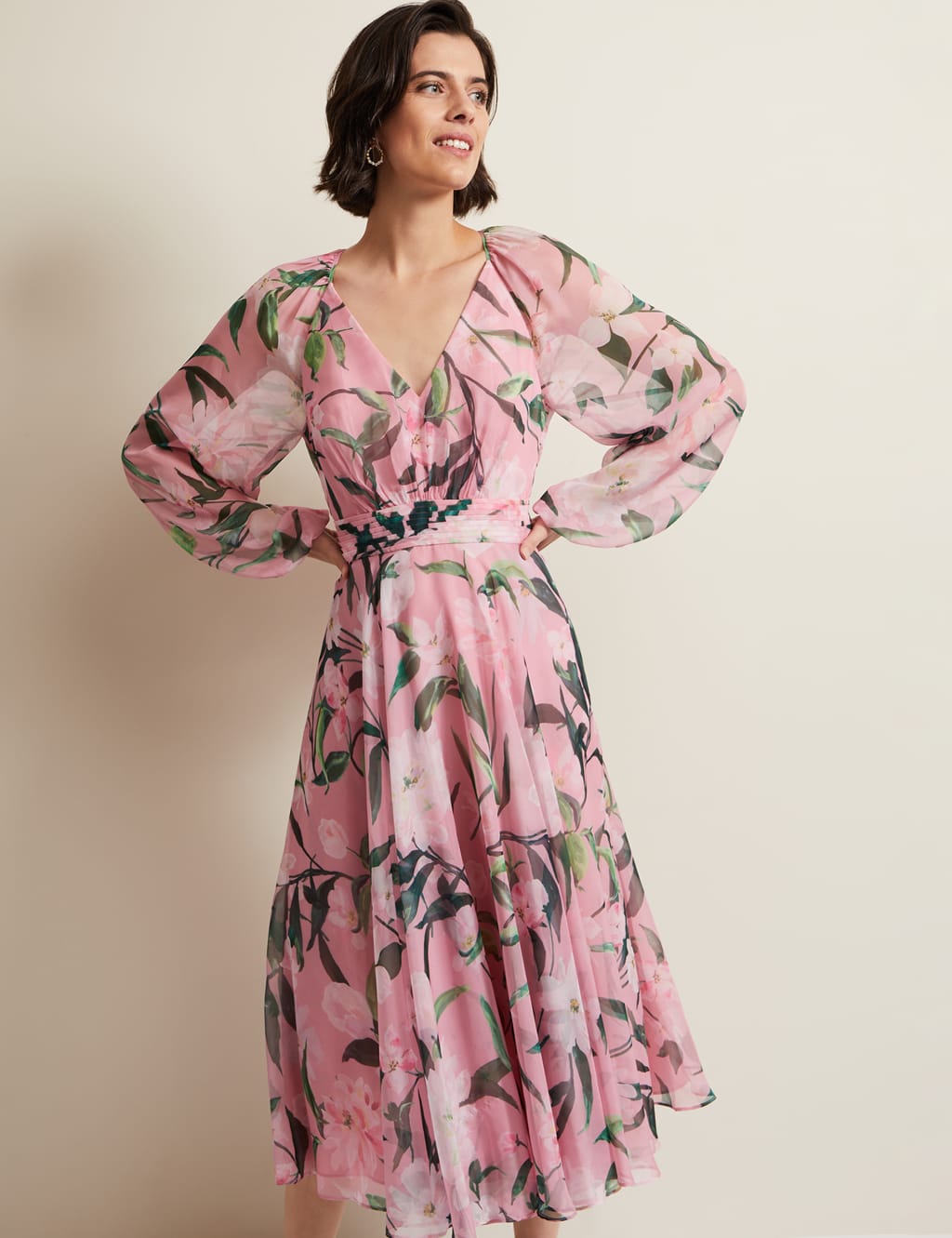 Floral V Neck Midi Skater Dress Phase Eight Mands