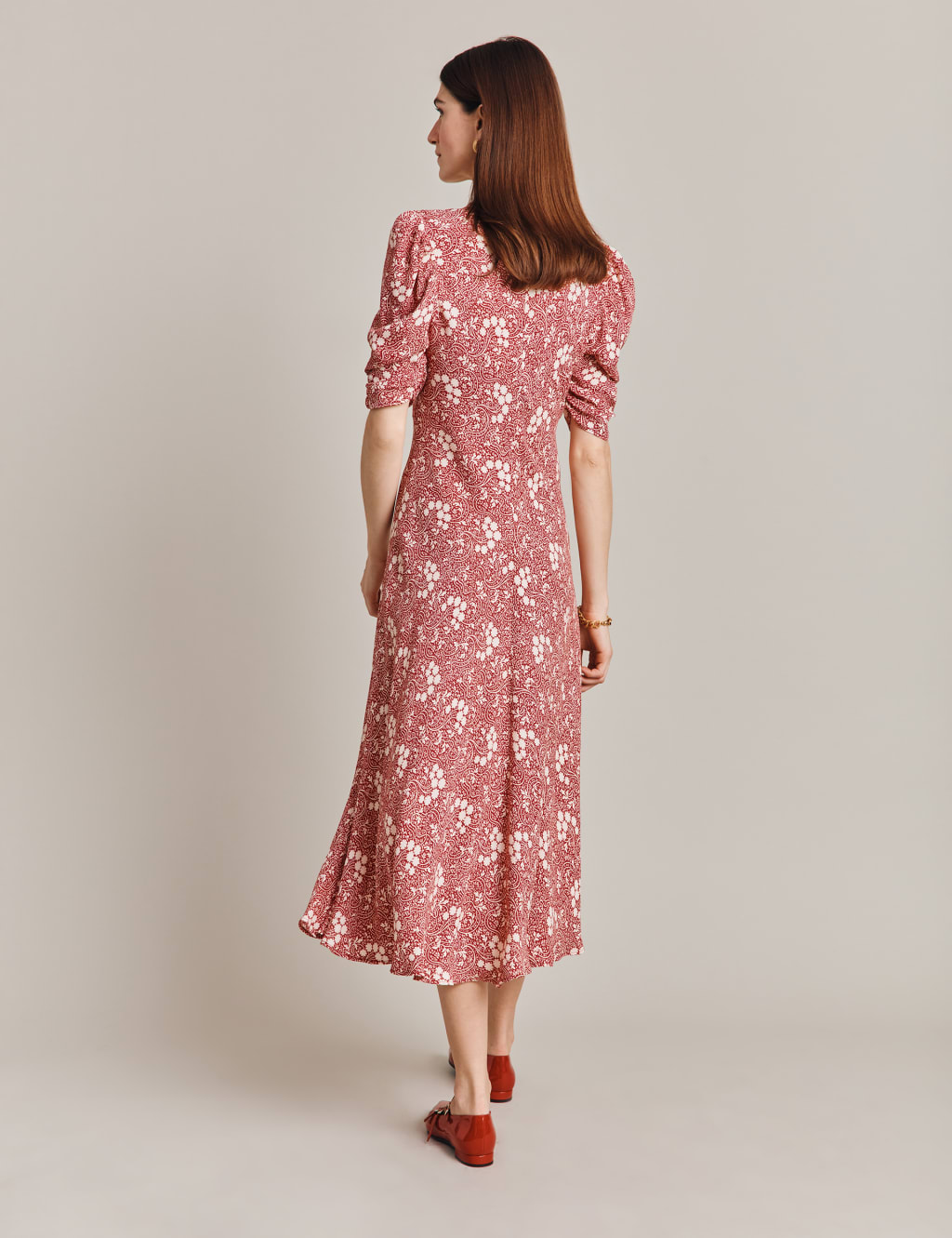 Floral V Neck Midi Tea Dress Ghost Mands