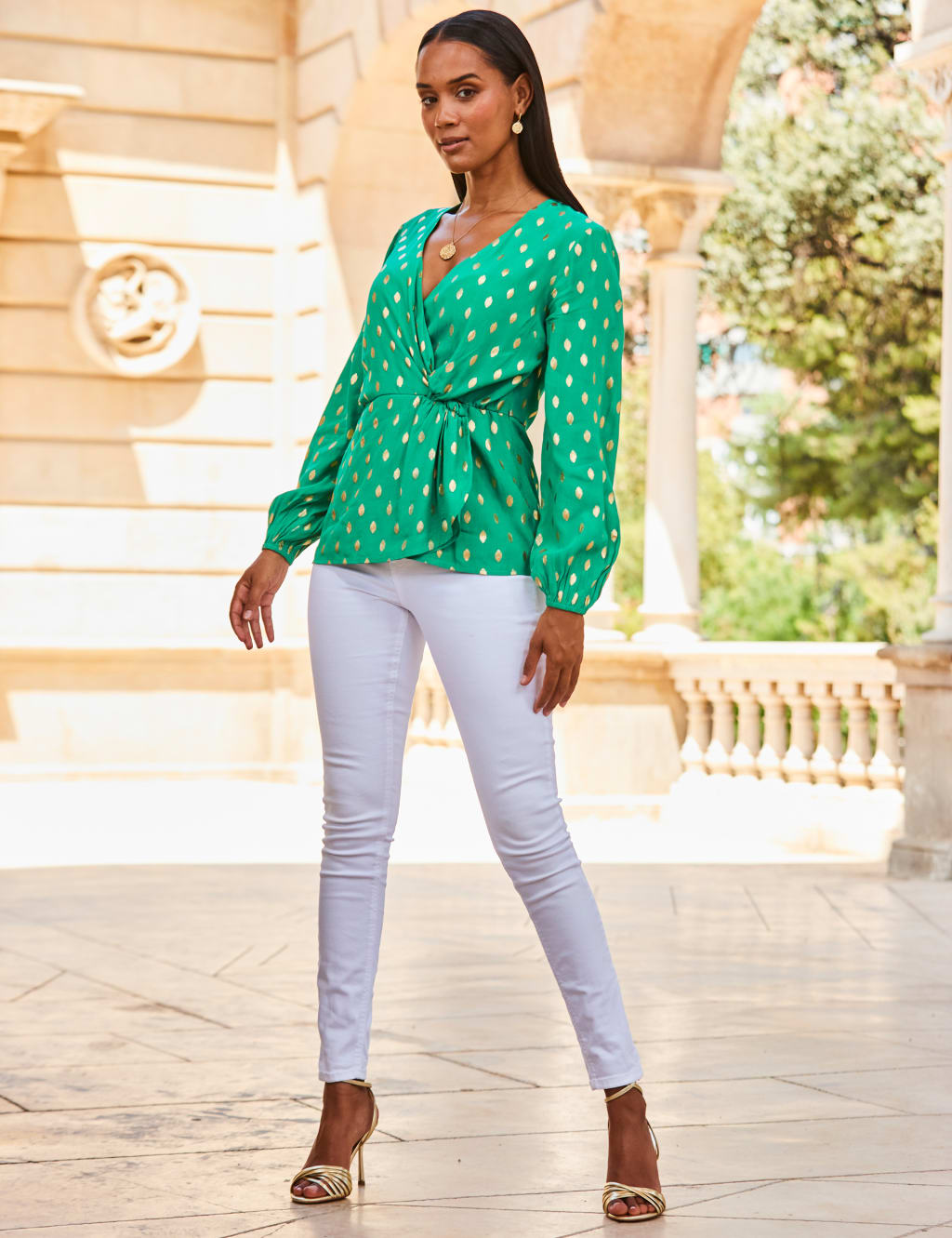 Foil Print Knot Front Top | SOSANDAR | M&S