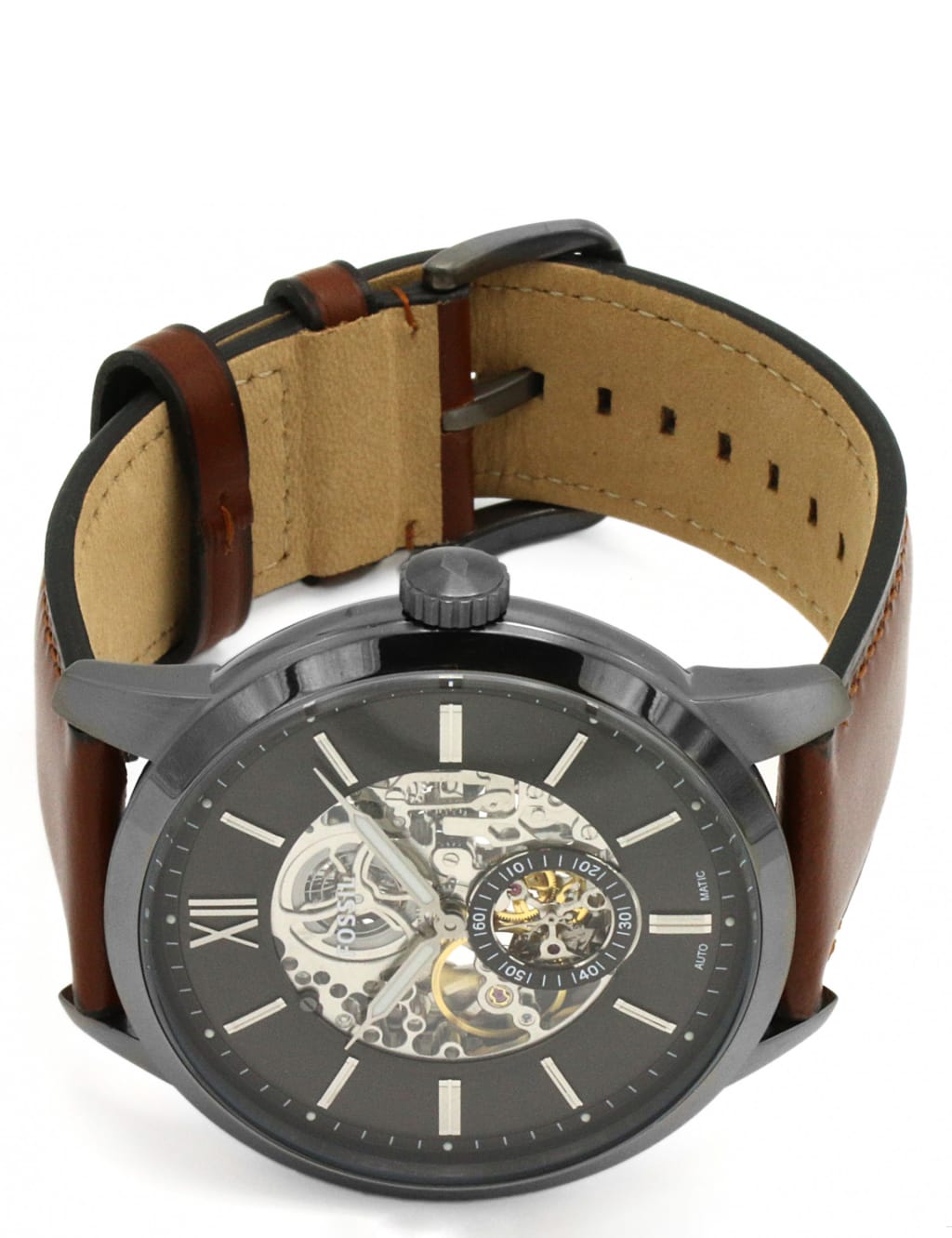 Fossil Townsman Brown Leather Automatic Watch | Fossil | M&S
