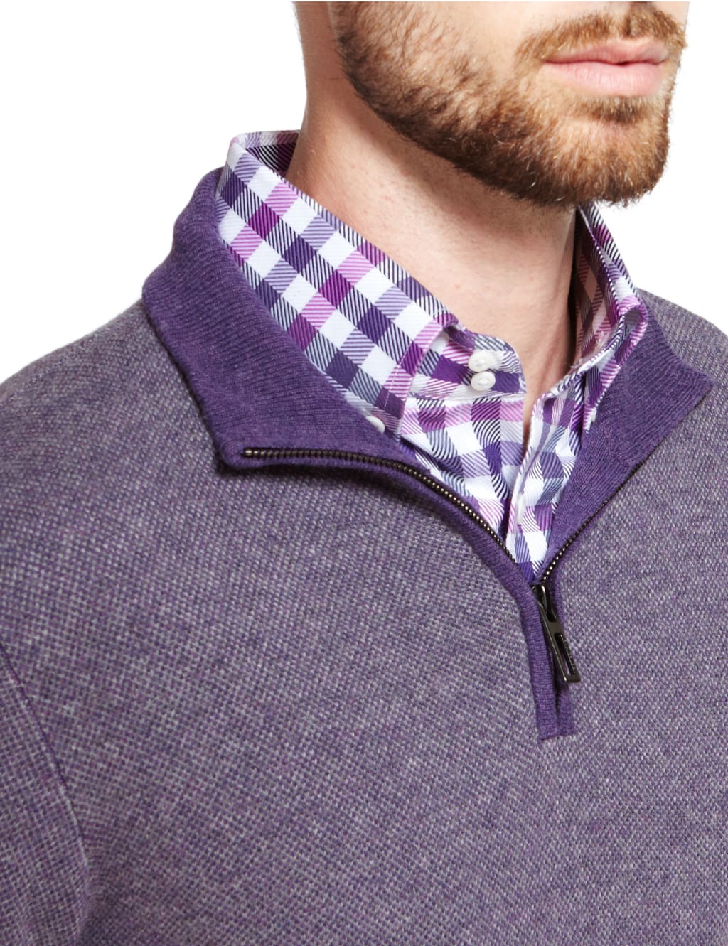 Funnel Neck Birdseye Jumper with Merino Wool | Collezione | M&S