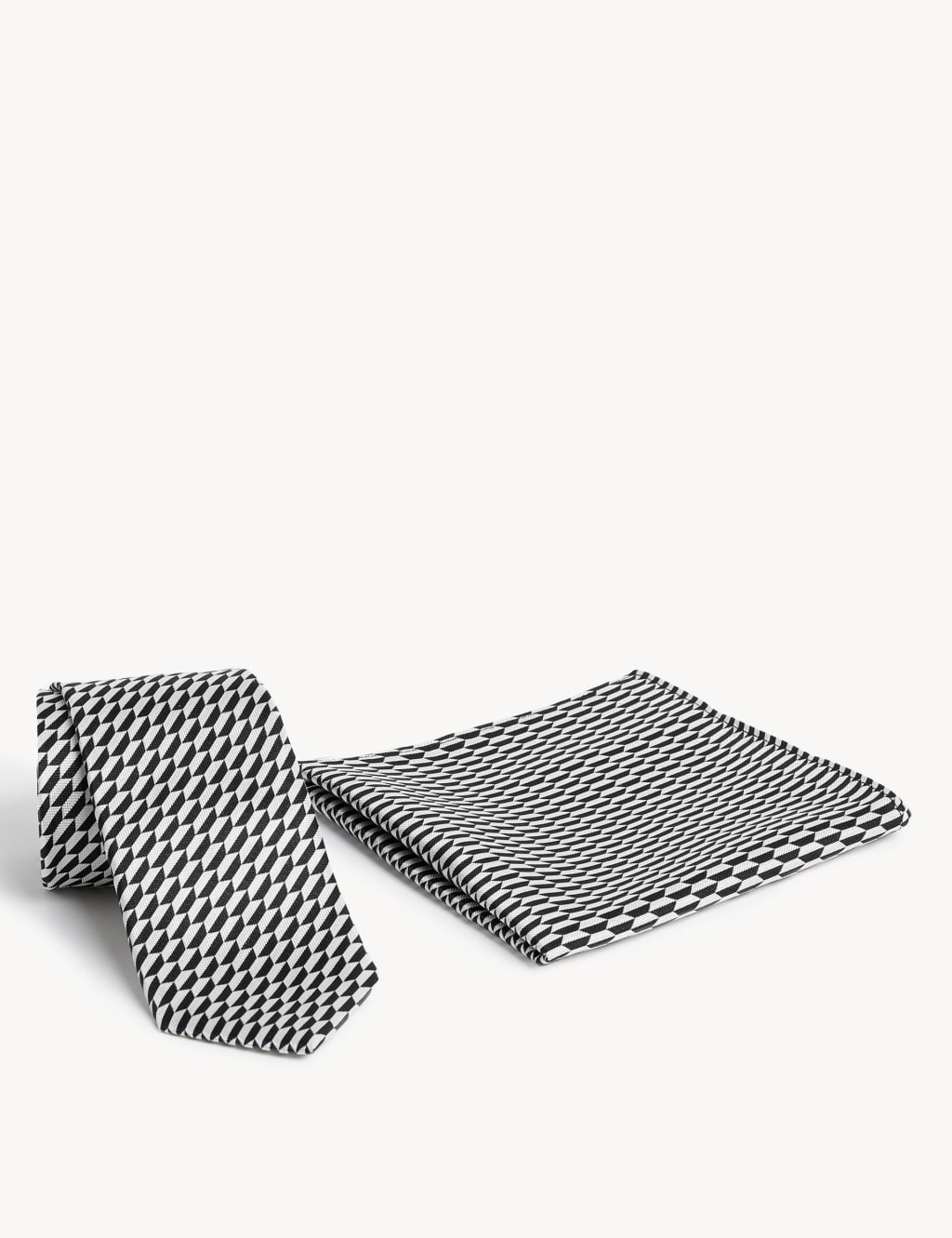 Geometric Pure Silk Tie & Pocket Square Set | Autograph | M&S