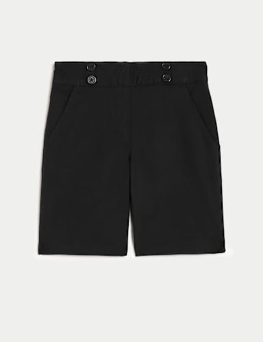 Girls' Button Front School Shorts (2-16 Yrs) | M&S Collection | M&S