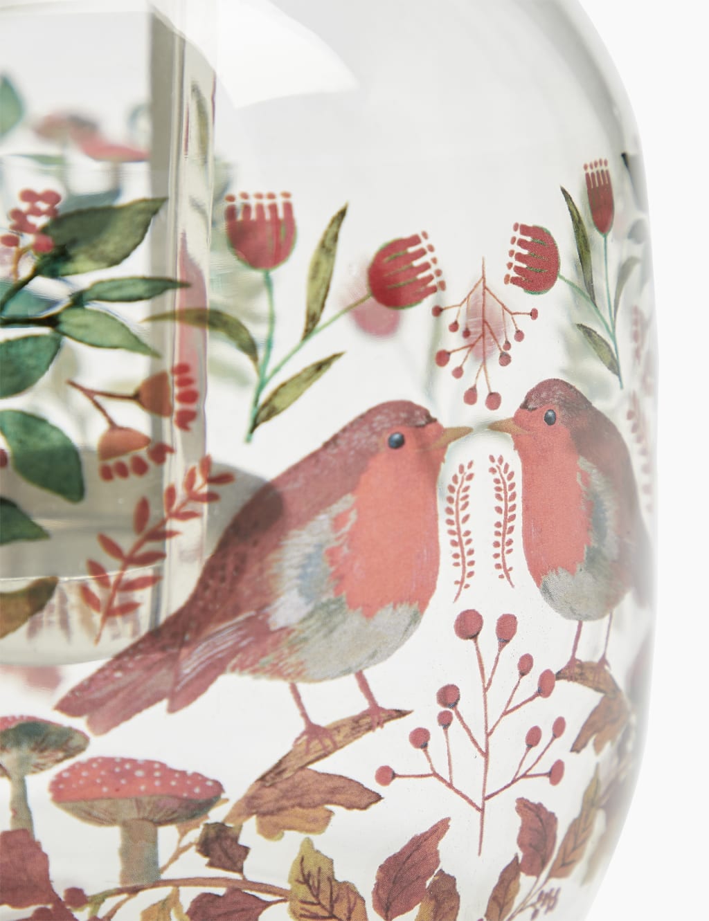 Glass Large Robin Print Lantern | M&S