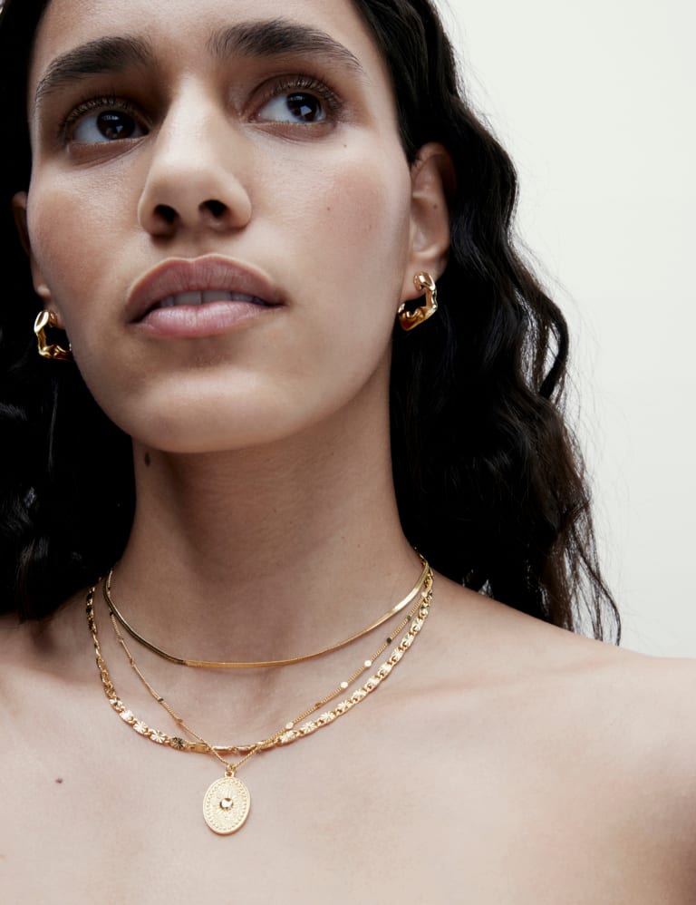 Gold Plated Coin Multirow Necklace | M&S Collection | M&S