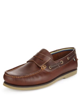 Leather Slip-On Boat Shoes | Blue Harbour | M&S