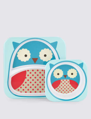 Zoo Tabletop Set (Plate & Bowl) - Owl | Skip Hop | M&S