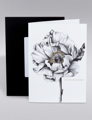 Black & Gold Rose Birthday Card | M&S
