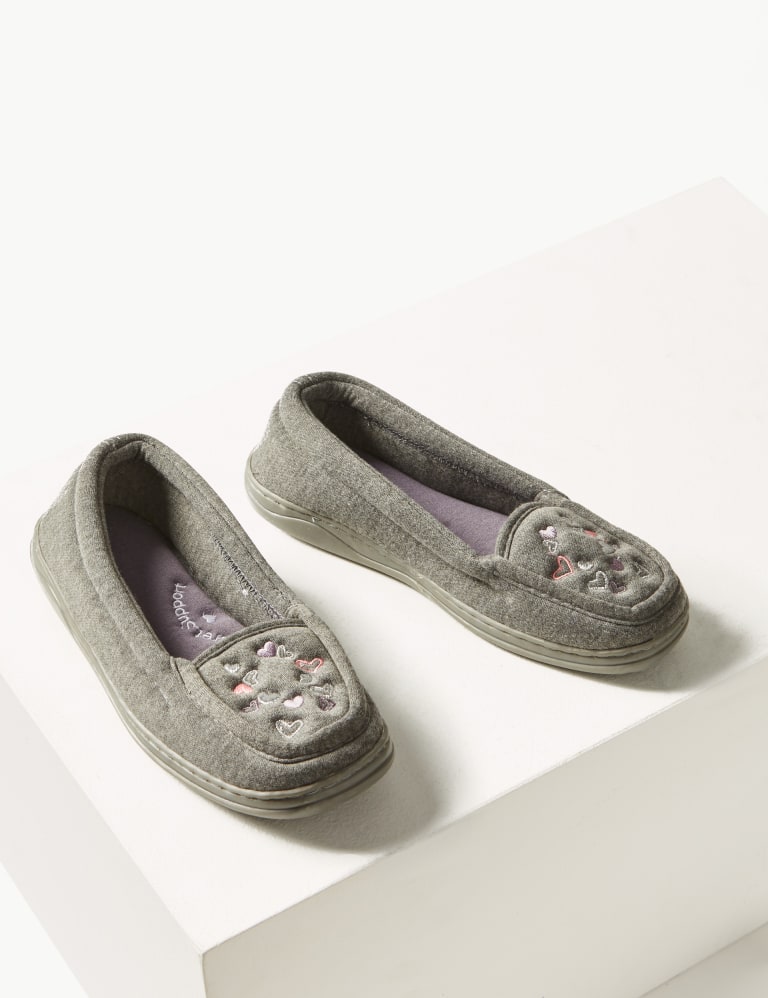 Heart Embroidered Moccasin Slippers | M&S Collection | M&S