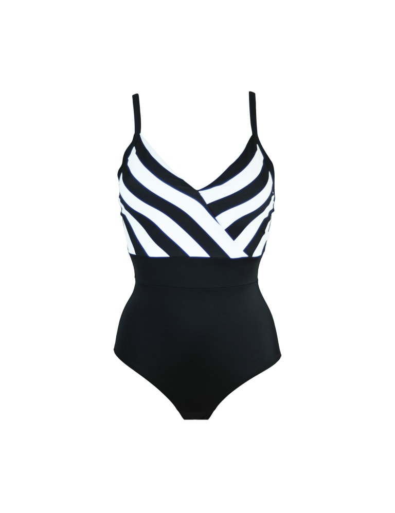 High Line Striped V-Neck Swimsuit | Pour Moi | M&S