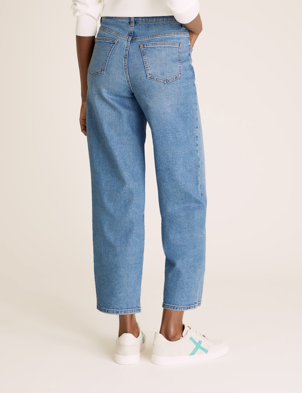 High Waisted Barrel Cropped Jeans | M&S Collection | M&S
