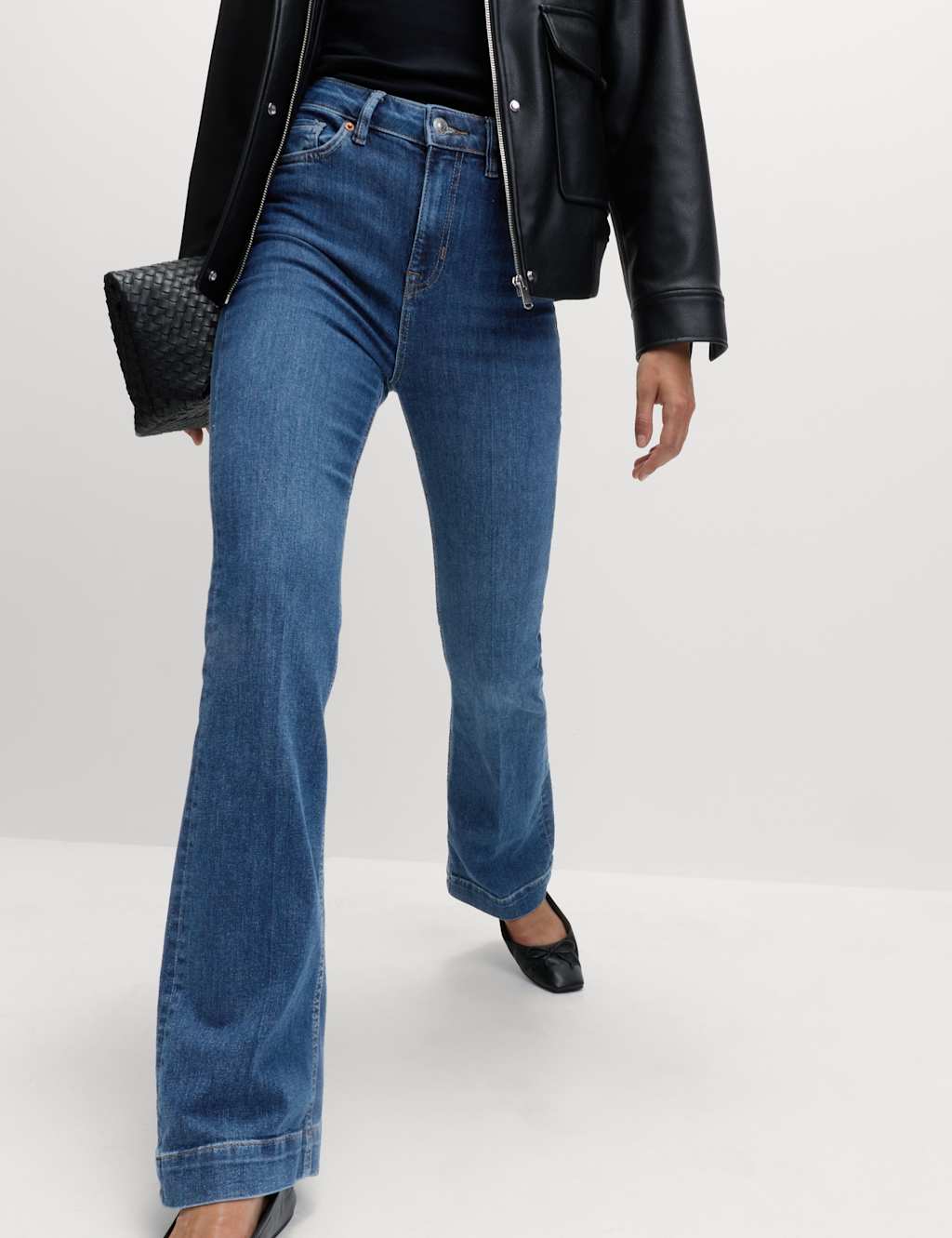 High Waisted Crease Front Slim Flare Jeans | M&S Collection | M&S