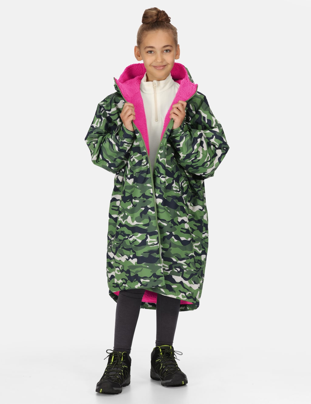 Hooded Borg Lined Camouflage Drying Robe (5-13 Yrs) | Regatta | M&S