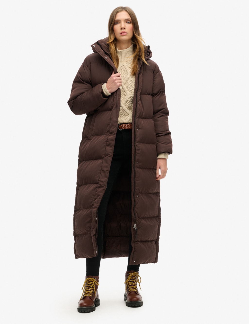 Hooded Relaxed Longline Puffer Coat | Superdry | M&S