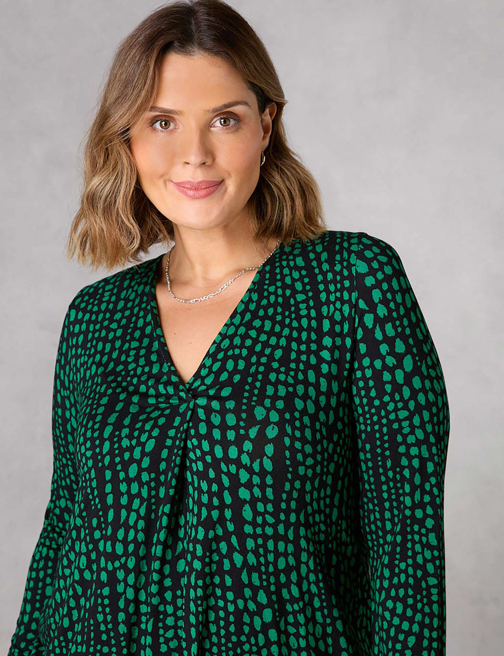 Jersey Animal Print V-Neck Relaxed Top | Live Unlimited London | M&S
