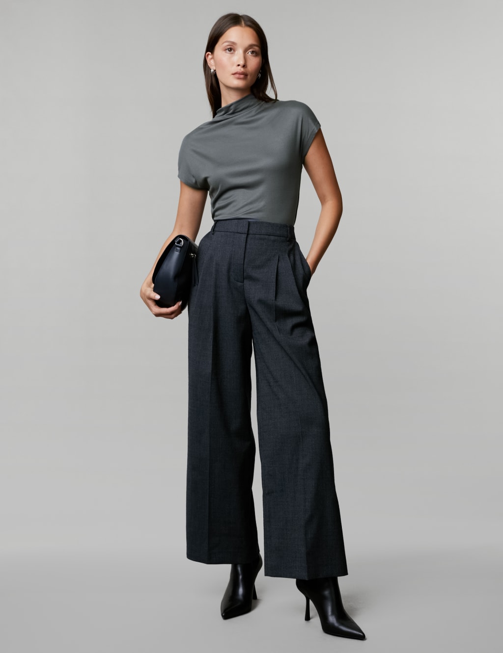 Jersey Draped Funnel Neck Top | JAEGER | M&S