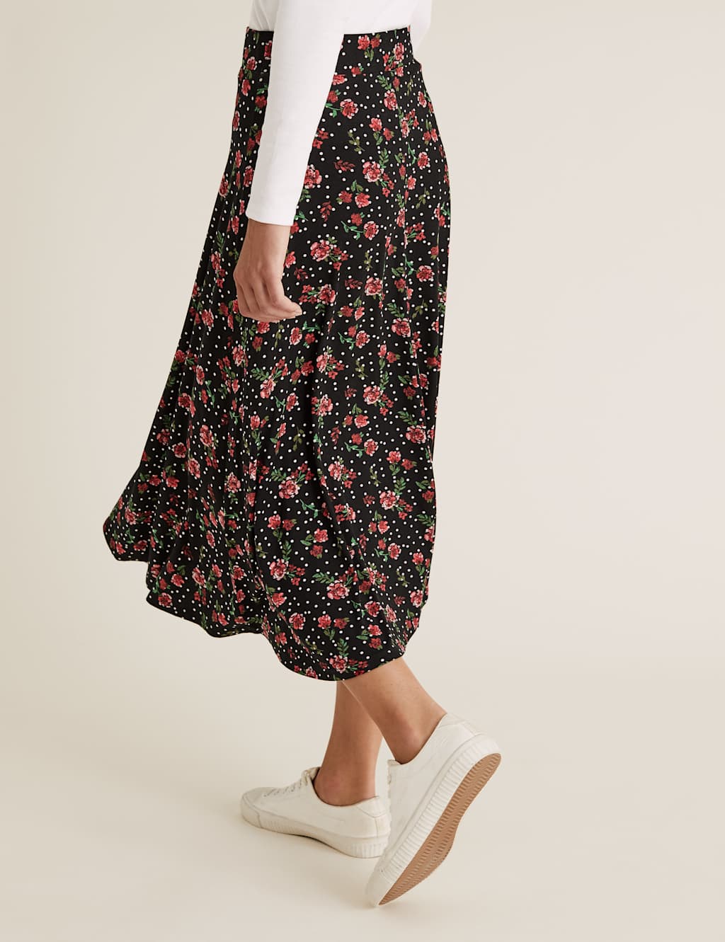 Jersey Floral Midi Skater Skirt | M&S Collection | M&S